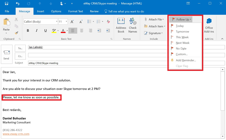 Do People Forget To Reply To Your Emails Set A Reminder Outlook CRM