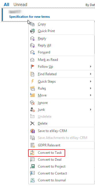 Create a Task from an Email | Best CRM in Outlook