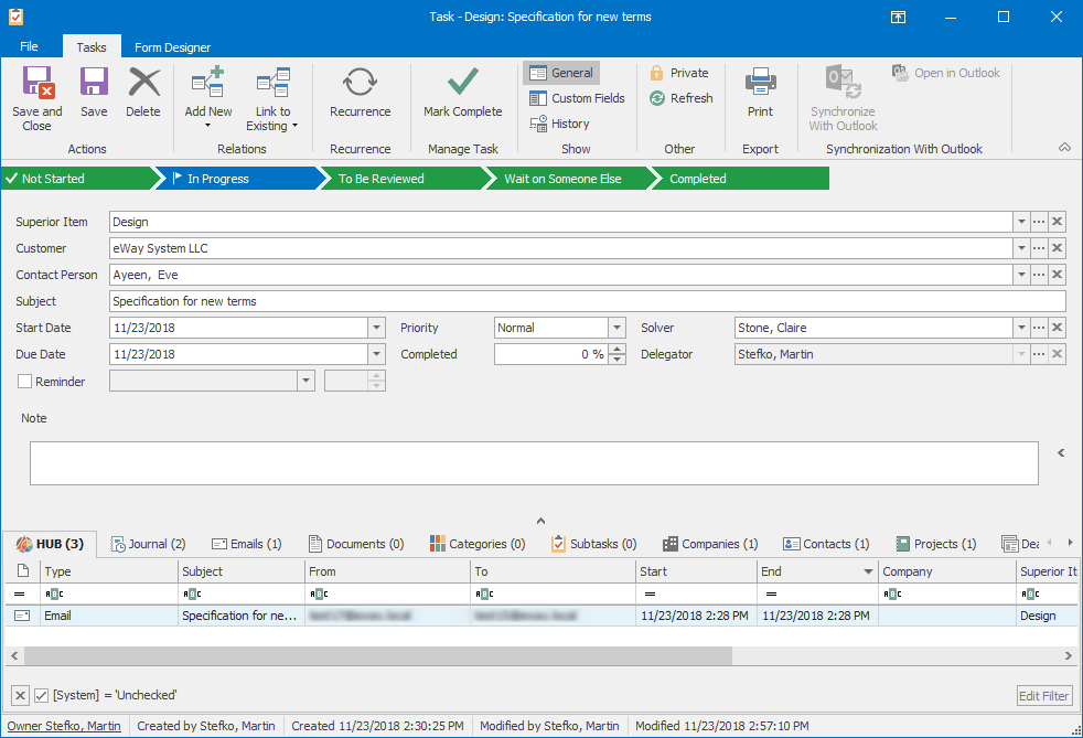 Set Task Recurrence | eWay-CRM Tasks | Best CRM in Outlook