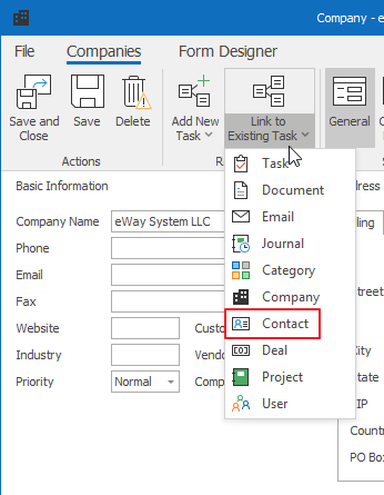 Create Companies in eWay-CRM - The Best Outlook CRM Software