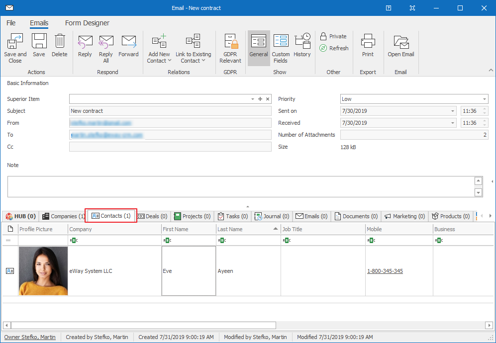 Save Emails To Contacts Automatically Or Manually With Eway Crm